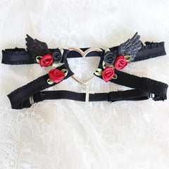Chic Cross Angel Wings Heart Rosebud Elastic Thigh Leg Garter Belts ...